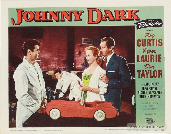 Johnny Dark - Lobby card with Tony Curtis & Piper Laurie