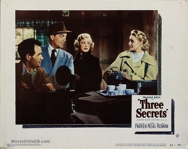 Three Secrets - Lobby card with Patricia Neal & Eleanor Parker