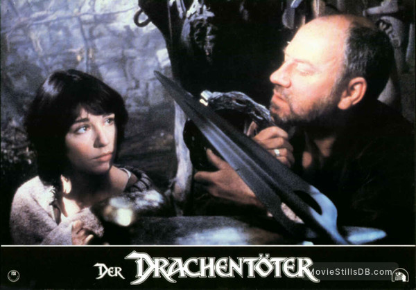 Dragonslayer - Lobby card with Caitlin Clarke & Emrys James