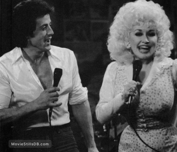Rhinestone - Publicity still of Sylvester Stallone & Dolly Parton