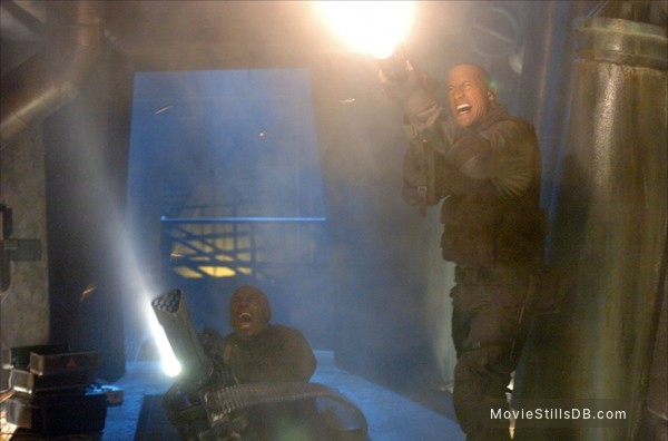 Doom - Publicity still of Dwayne Johnson & Deobia Oparei