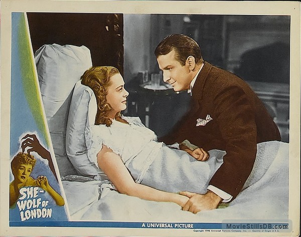 She-Wolf of London - Lobby card with June Lockhart & Don Porter