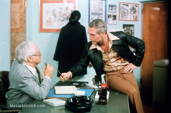 Slap Shot - Publicity still of Strother Martin & Paul Newman
