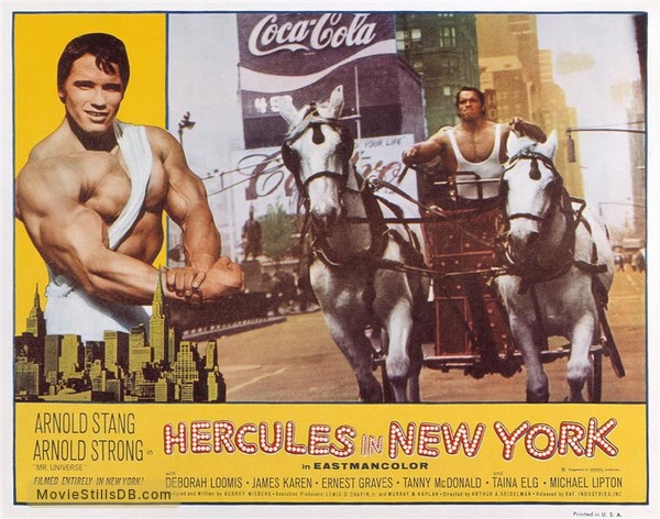 Hercules In New York - Lobby card with Arnold Schwarzenegger